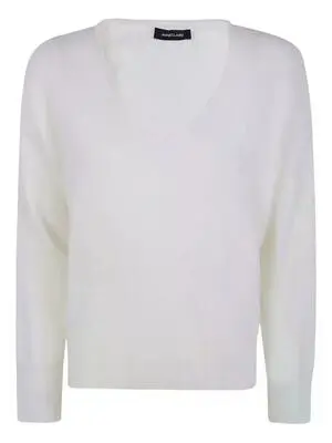 ANNE CLAIRE V-neck Fine Knit Sweater - Neutrals