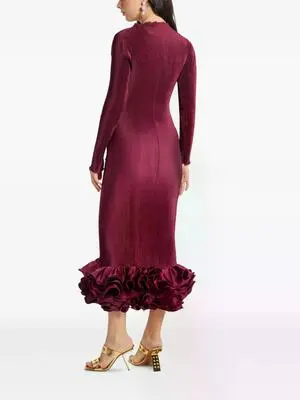 L'IDEE Campbell Ruffled Ribbed Midi Dress