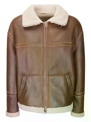 SALVATORE SANTORO Shearling-collar Leather Jacket