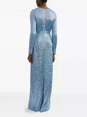 Erdem Sequin Long-sleeve Maxi Dress - Black