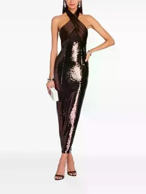 Retrofete Sequin Halterneck Midi Dress