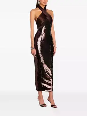 Retrofete Sequin Halterneck Midi Dress
