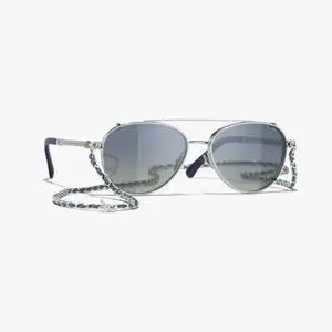 Chanel Pilot Sunglasses - Silver