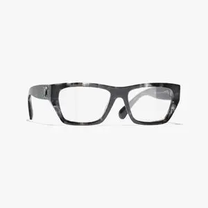 Chanel Rectangle Eyeglasses Black Tweed