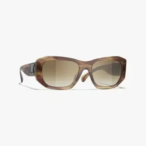 Chanel Rectangle Sunglasses - Taupe Tortoise