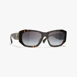 Chanel Rectangle Sunglasses Tortoise Tweed