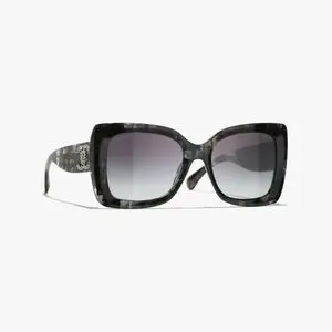 Chanel Square Frame Sunglasses - Black Tweed