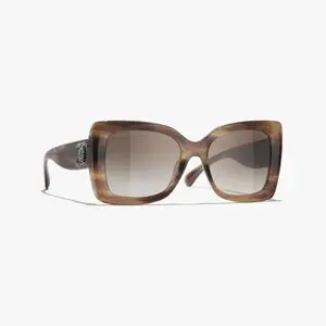 Chanel Square Frame Sunglasses - Taupe Tortoise