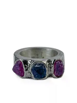 PARTS OF FOUR 10k White Gold Sistema Sapphire Ring - Silver