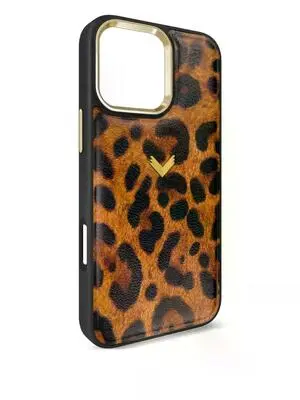 VELANTE Leopard-print Iphone 16 Pro Phone Case - Brown