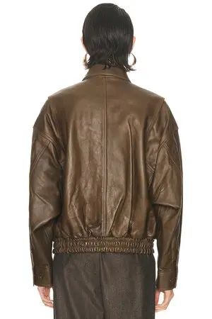 Staud Eugene Leather Jacket - Truffle