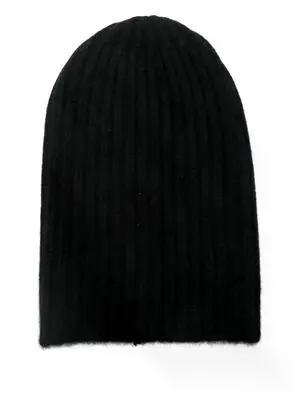 HURRAY Ribbed Cashmere Beanie - Black