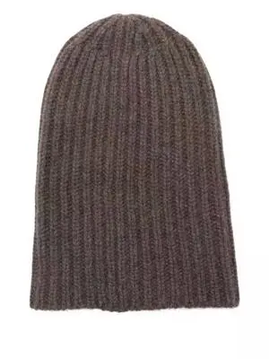 HURRAY Ribbed Cashmere Beanie - Brown