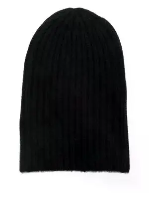 HURRAY Ribbed Knit Cashmere Beanie - Black