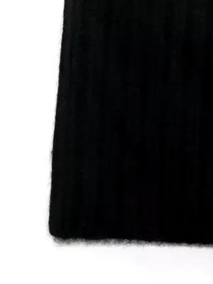 HURRAY Ribbed Knit Cashmere Beanie - Black