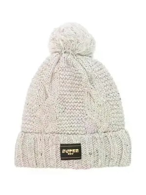 Superdry Cable Knit Beanie With Pompom Neutrals