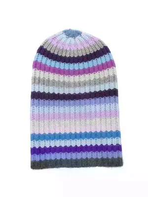 HURRAY Striped Cashmere Beanie - Blue