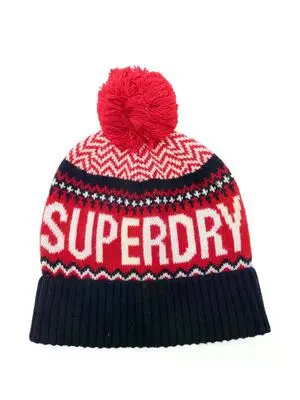 Superdry Pompom-detail Patterned Beanie - Red