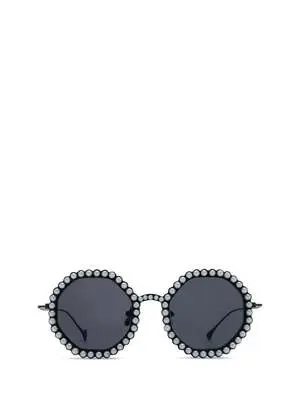 EYEPETIZER Round Frame Sunglasses - Black Matt With Pearls