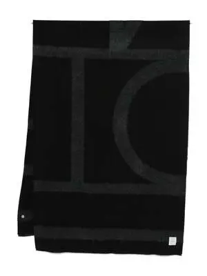 TOTÊME Wool Monogram Scarf - Black