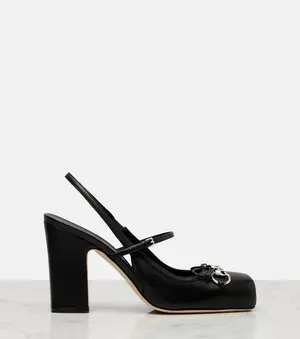 Gucci Horsebit Leather Slingback Pumps