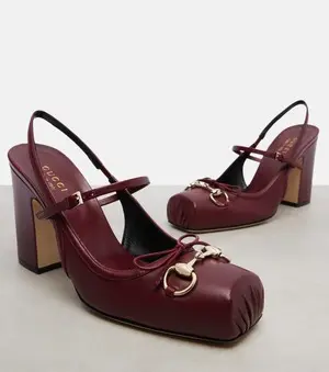 Gucci Horsebit Leather Slingback Pumps
