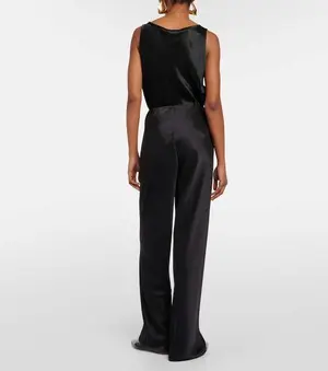 Vince High-rise Satin Straight Leg Pants - Black