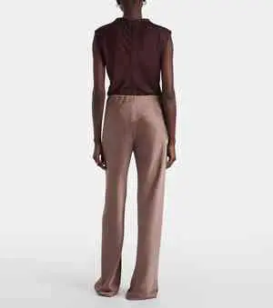Vince High-rise Satin Straight Pants - Pink