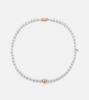 Mikimoto 18kt Gold Necklace With Pearls And Diamonds - White