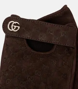Gucci Gg Jacquard Suede Driving Gloves