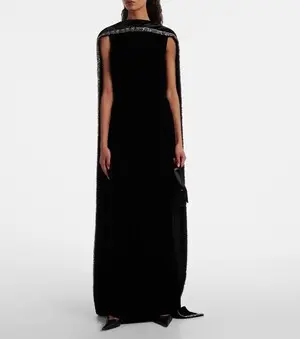 Roland Mouret Embellished Velvet Gown