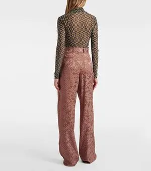 Dries Van Noten Belted Printed Wide-leg Pants