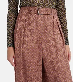 Dries Van Noten Belted Printed Wide-leg Pants