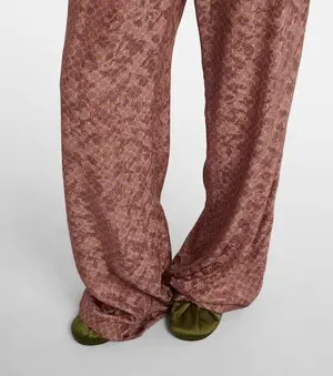 Dries Van Noten Belted Printed Wide-leg Pants