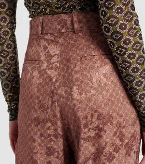 Dries Van Noten Belted Printed Wide-leg Pants