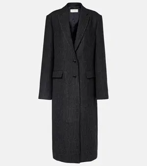 Dries Van Noten Chalk Stripe Wool Coat - Grey