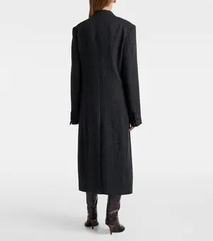 Dries Van Noten Chalk Stripe Wool Coat