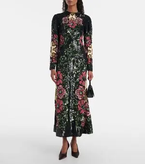 La DoubleJ Clingy Swing Sequined Maxi Dress