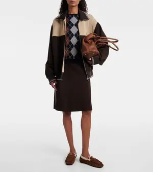 Miu Miu Ruches Shearling-lined Suede Penny Loafers