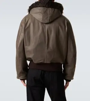 Our Legacy Compel Shearling-trimmed Leather Jacket - Green