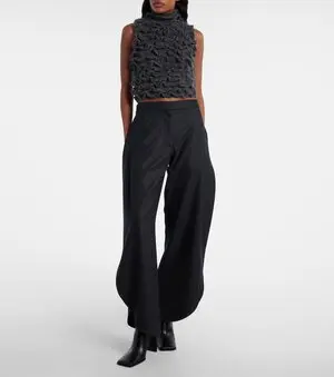 Alaïa Wool Barrel-leg Trousers - Grey