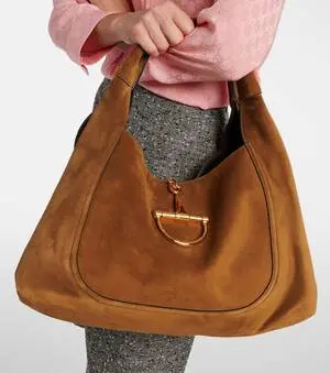 Gucci Softbit Maxi Suede Shoulder Bag