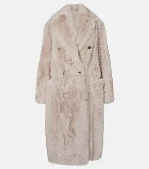 Brunello Cucinelli Double-breasted Shearling Coat - Beige