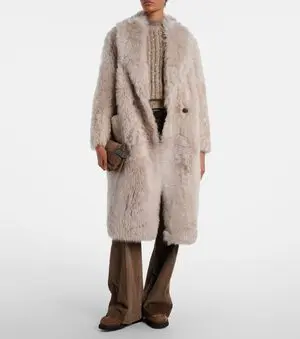 Brunello Cucinelli Double-breasted Shearling Coat - Beige