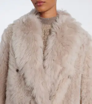 Brunello Cucinelli Double-breasted Shearling Coat - Beige