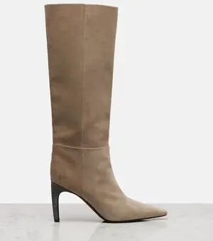 Brunello Cucinelli Monili Suede Knee-high Boots