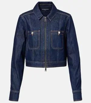 Veronica Beard Patty Cropped Denim Jacket - Blue