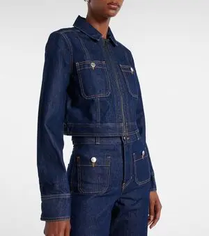 Veronica Beard Patty Cropped Denim Jacket - Blue