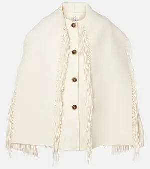 TOTEME Fringed Wool-blend Scarf Jacket - White