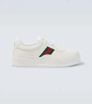 Gucci Web Stripe Leather Sneakers